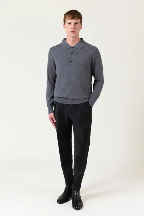 AUTORE Douglas Merino Wool Polo Shirt - Grigio