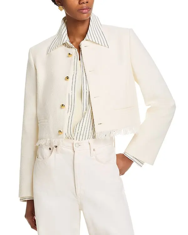 FRAME Tweed Fringe Jacket - White