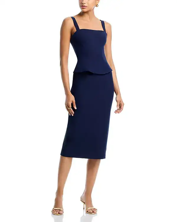 Black Halo Beverly Midi Dress - Navy | Editorialist