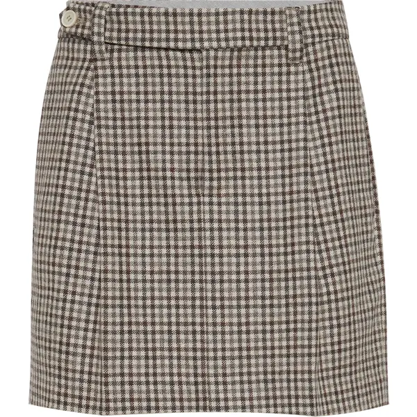 Brunello Cucinelli Checked Flannel Mini Skirt - Brown