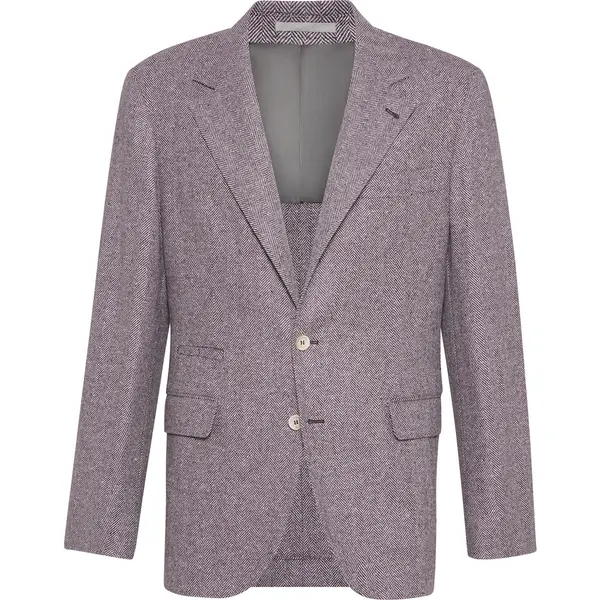 Brunello Cucinelli Chevron Deconstructed Blazer - Burgundy