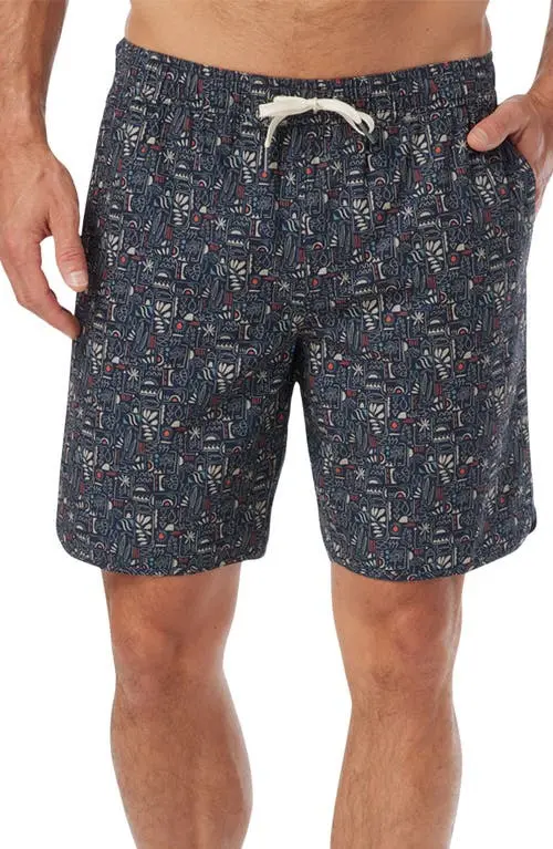 FAIR HARBOR Anchor Water Repellent Swim Trunks - Black Sketched Summer