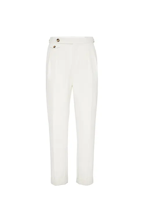 Brunello Cucinelli Tailor Fit Gabardine Trousers - Panama
