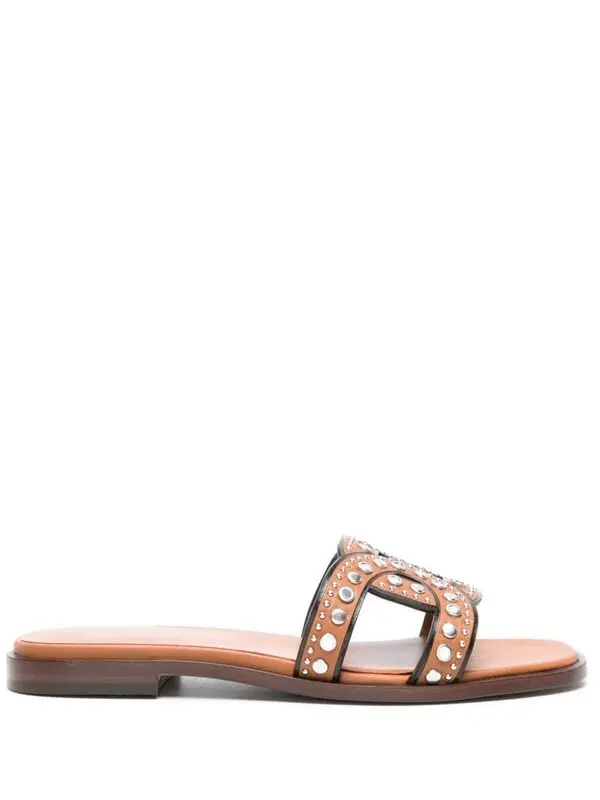 TOD'S Flat Leather Sandals - Brown