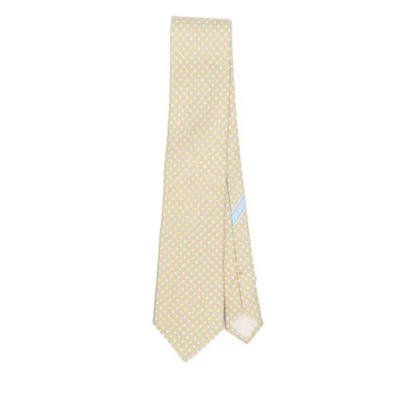 FERRAGAMO Geometric Print Tie - Yellow/blue