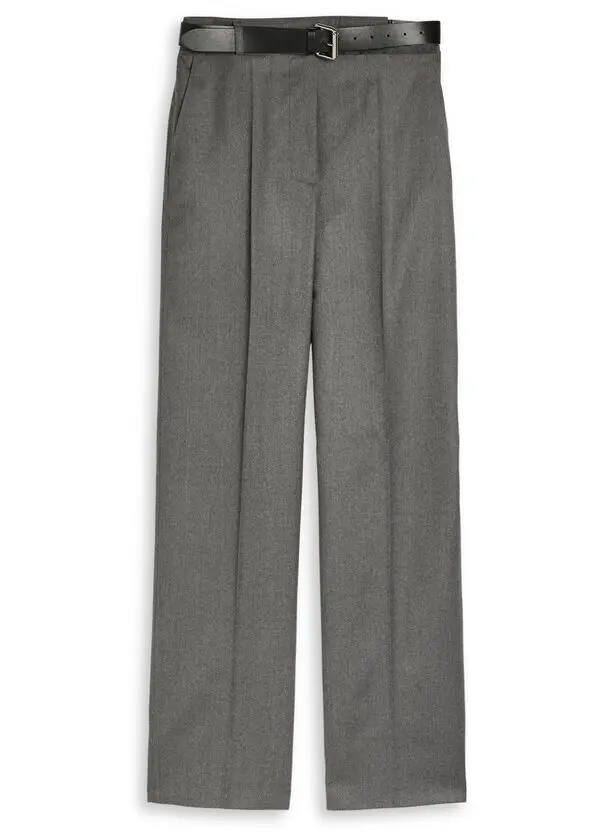 Stella McCartney Belted Flannel Wool Trousers