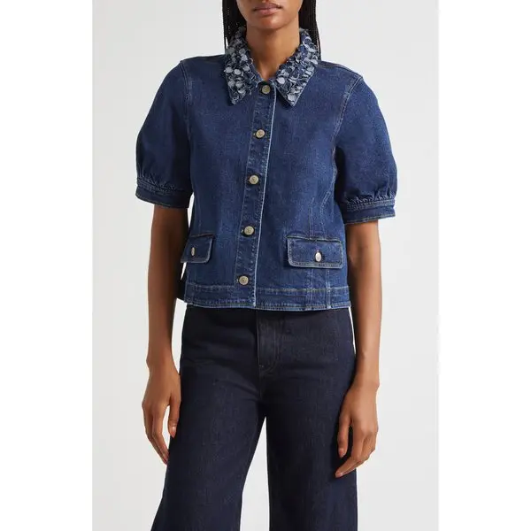Cinq À Sept Ethel Petal Collar Denim Jacket - Oceane