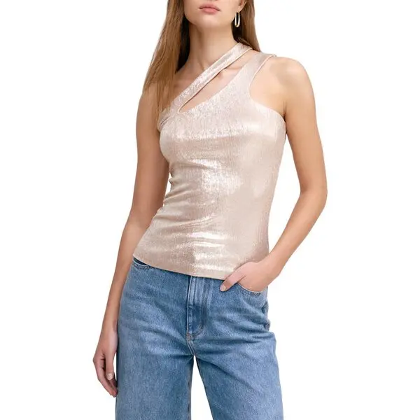 MARCELLA Siren Metallic One-shoulder Jersey Top - Stardust