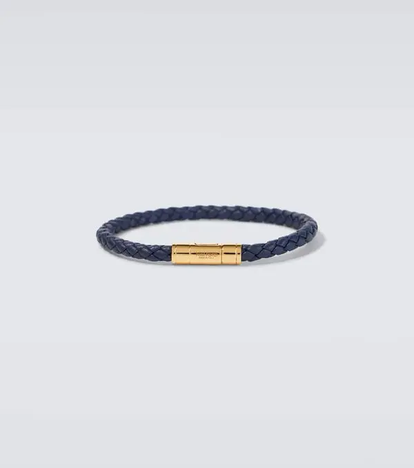TOM FORD Logo Braided Leather Bracelet - Blue