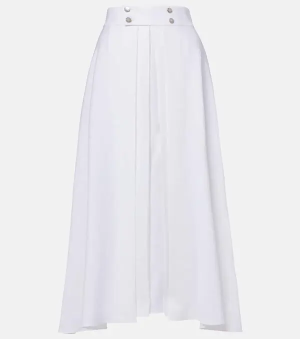 Loro Piana Petra Pleated Linen Maxi Skirt - White