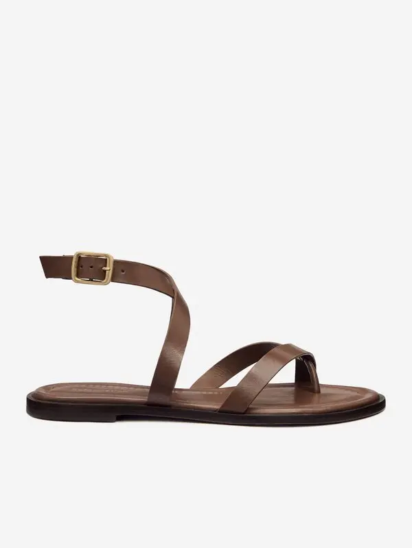 REFORMATION Jane Flat Sandal - Mocha Leather