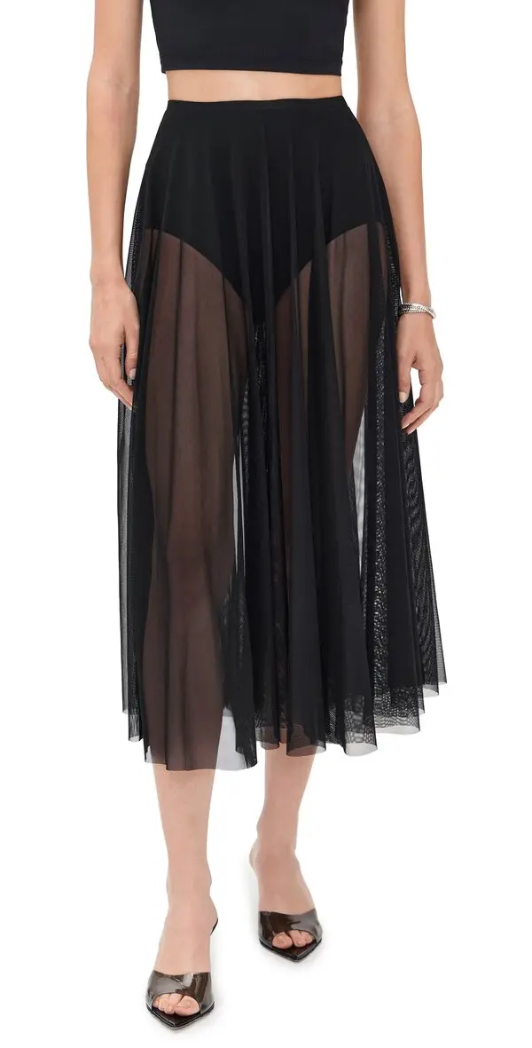 Norma Kamali Flared Midcalf Skirt With Panty