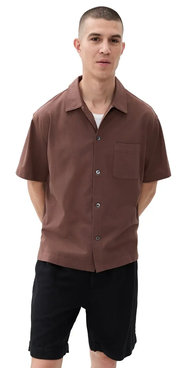 FRAME Short Sleeve Light Pique Button Down Polo