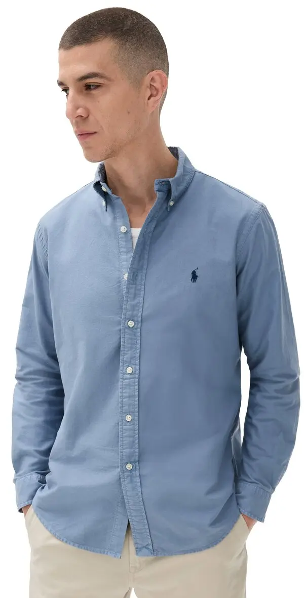 Ralph Lauren Classic Fit Garment Dyed Oxford Shirt - Channel Blue