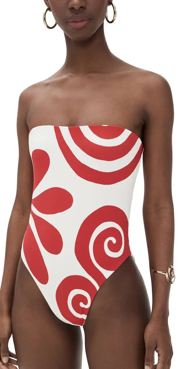 CALA DE LA CRUZ Abstract Print One-piece Swimsuit