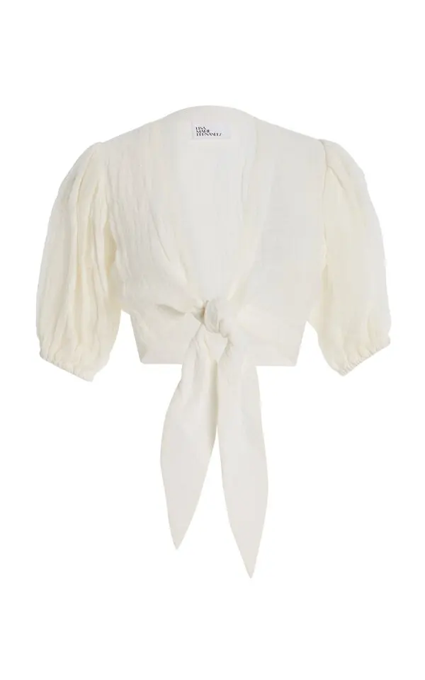 Lisa Marie Fernandez Pouf Tie Top - White