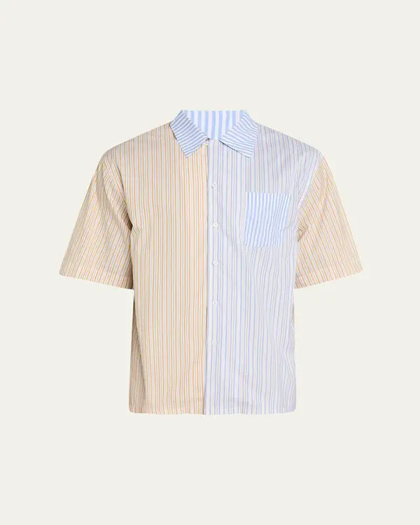 Marni Mixed Stripe Poplin Bowling Shirt
