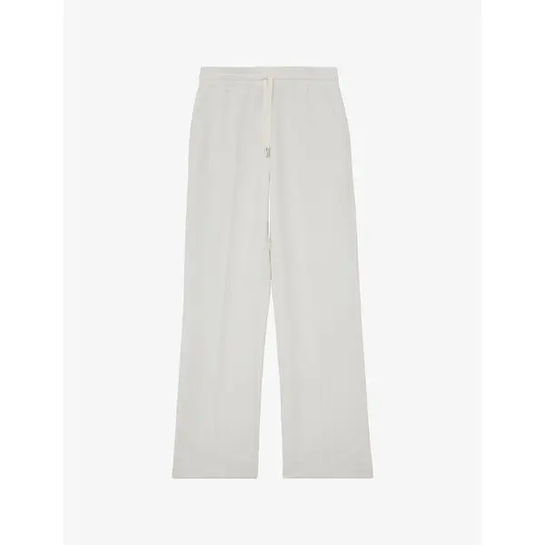 REISS Jemma Elasticated-waist Wide-leg Jogging Bottoms - Ivory
