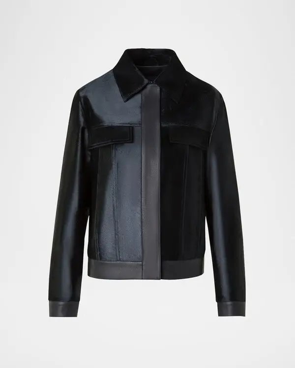 Akris Gemini Calf Shearling And Leather Trucker Jacket