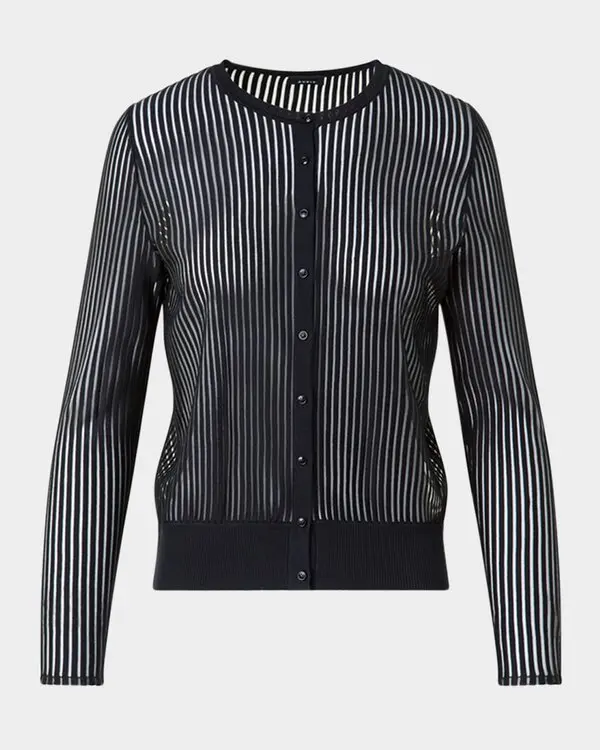 Akris Striped Sheer Cardigan