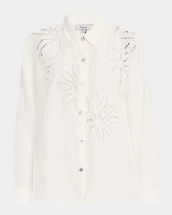 Rails Samar Floral Eyelet-embroidered Linen Shirt