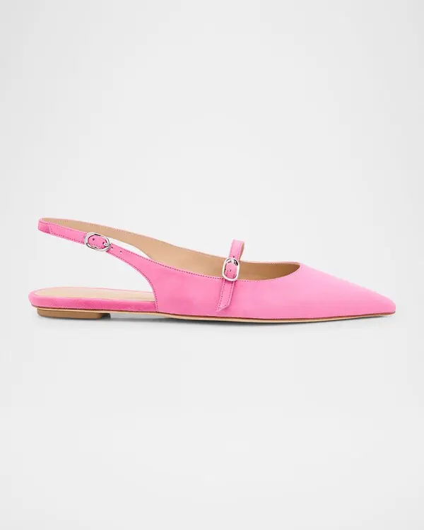 STUART WEITZMAN Emilia Suede Ballerina Flats - Wine