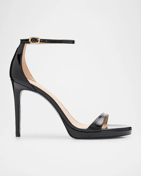 STUART WEITZMAN Nudist Patent Leather Platform Sandals - Black