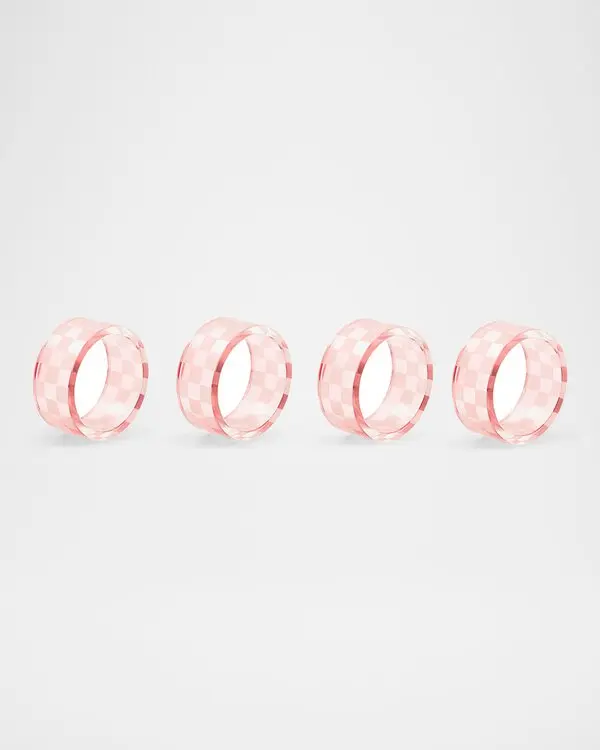 MACKENZIE-CHILDS Pink Check Napkin Rings, Set Of 4 - One-color