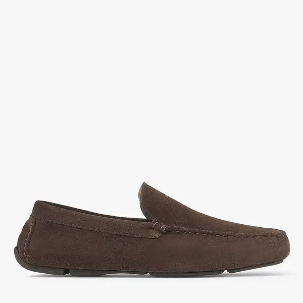 JIMMY CHOO Stanly Reverse Suede Drivers - Mocha