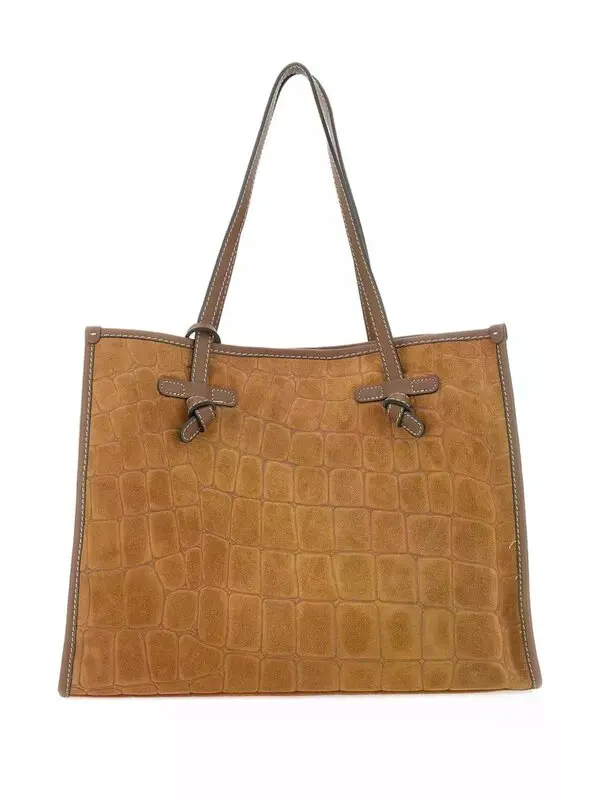 MARCELLA CLUB Crocodile Embossed Tote Bag - Brown