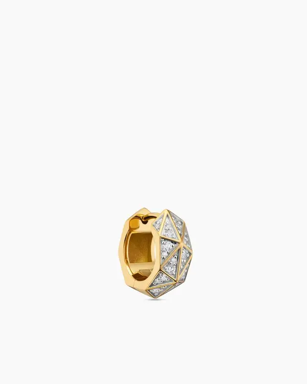 David Yurman Faceted Hoop Earring In 18k Yellow Gold - Diamond