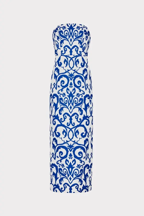 MILLY Orion Scroll Embroidery Maxi Dress