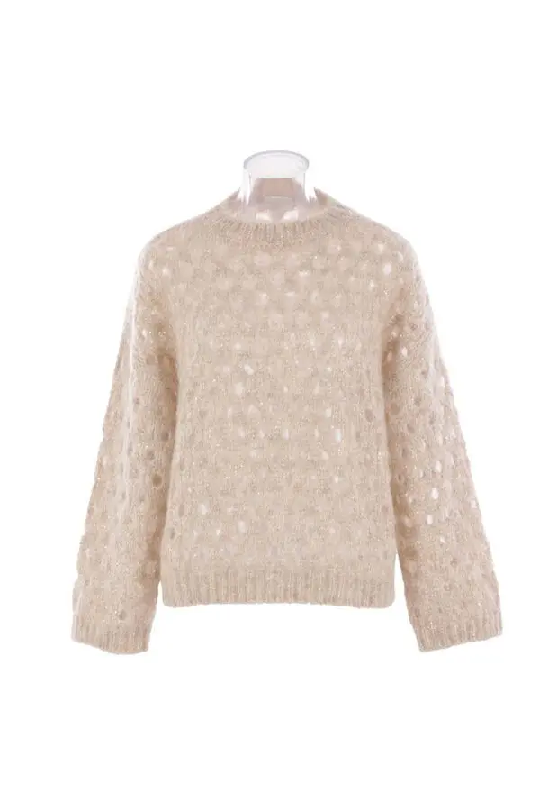 Brunello Cucinelli Mohair-blend Sequined Sweater - Beige+stracciatella