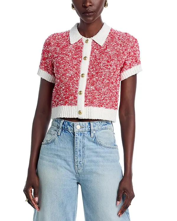 Cinq À Sept Adalee Cropped Cardigan - Red/ Ivory