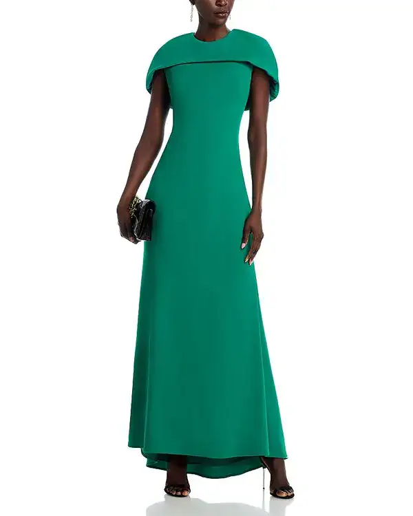 Aqua Scuba Cape Gown In Green - 70% Off | Editorialist