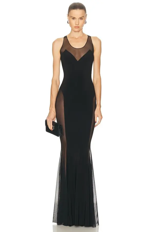 Norma Kamali Low Back Racer Fishtail Gown