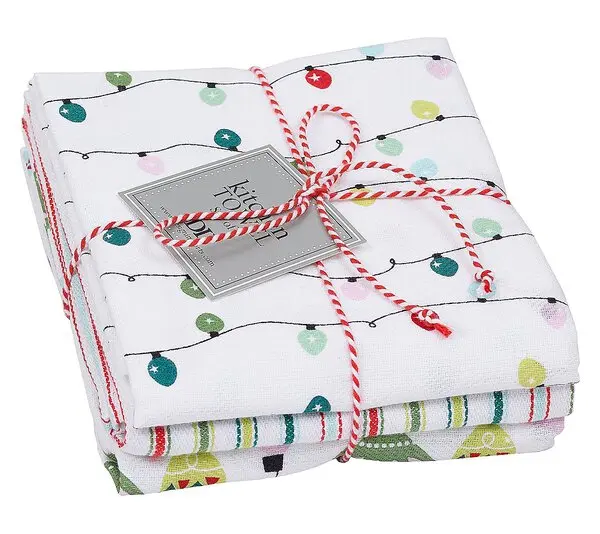 DESIGN IMPORTS Set Of 3 Festive Christmas Kitchen Towels