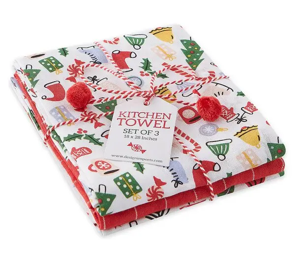 DESIGN IMPORTS Set Of 3 Holiday Vibes Kitchen T Owels