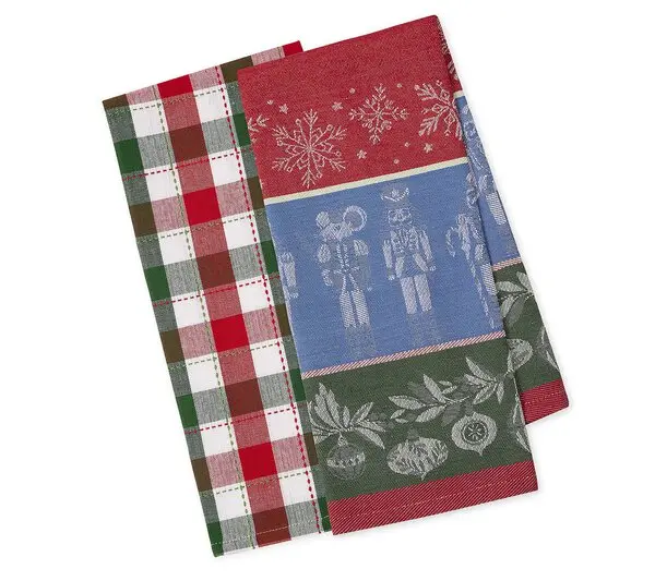 DESIGN IMPORTS Set Of 2 Holiday Nutcrackers Kit Chen Towels