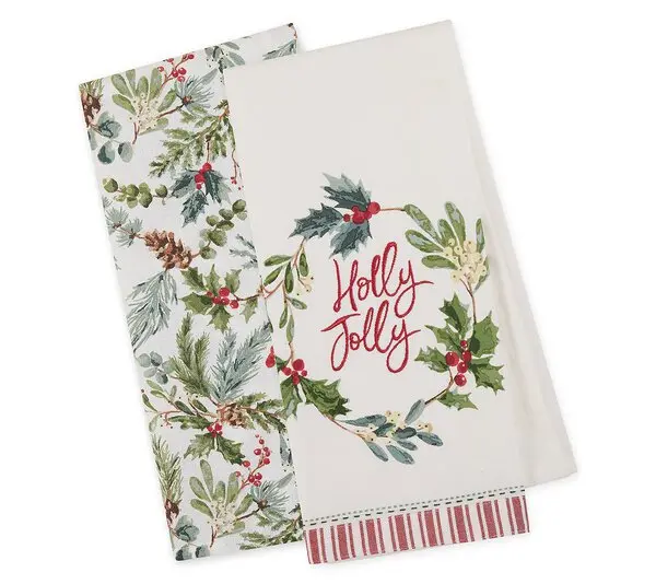 DESIGN IMPORTS Set Of 2 Holly Jolly Kitchen Tow Els