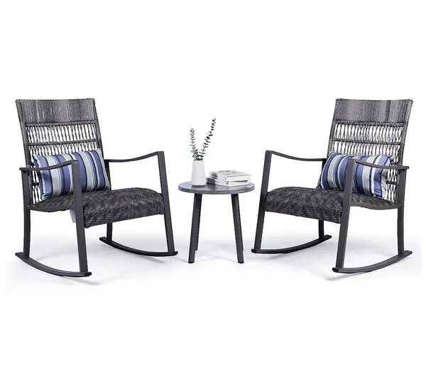 BACKYARD EXPRESSIONS 3-piece Wicker Patio Rocki Ng Chair Set