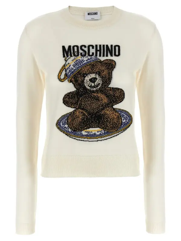 Moschino Teddy Intarsia Sweater - White