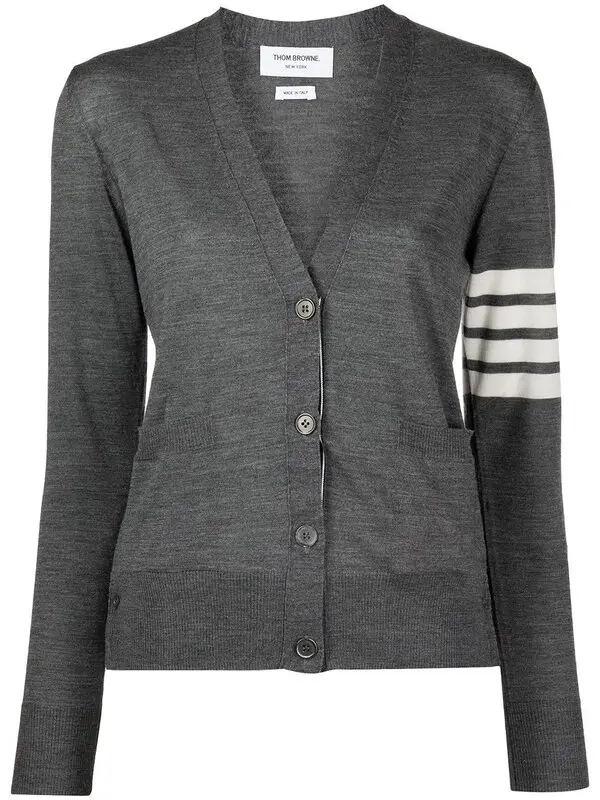 Thom Browne 4-bar Wool Cardigan - Grey