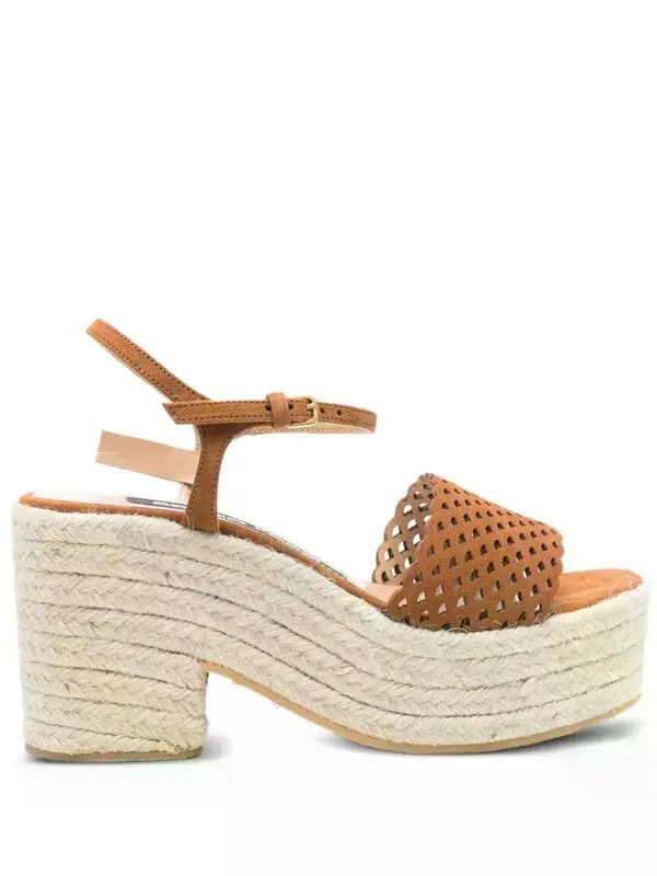SERGIO ROSSI 85mm Perforated Heeled Espadrilles