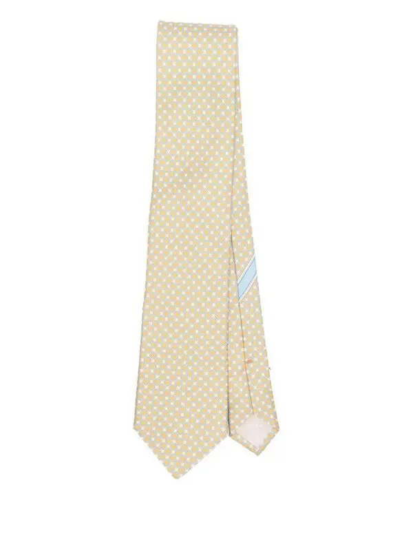 FERRAGAMO Geometric-pattern Neck Tie - Yellow
