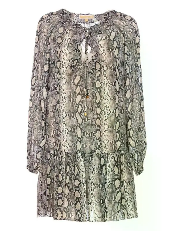 Michael Kors Snake-print Ruffled Dress