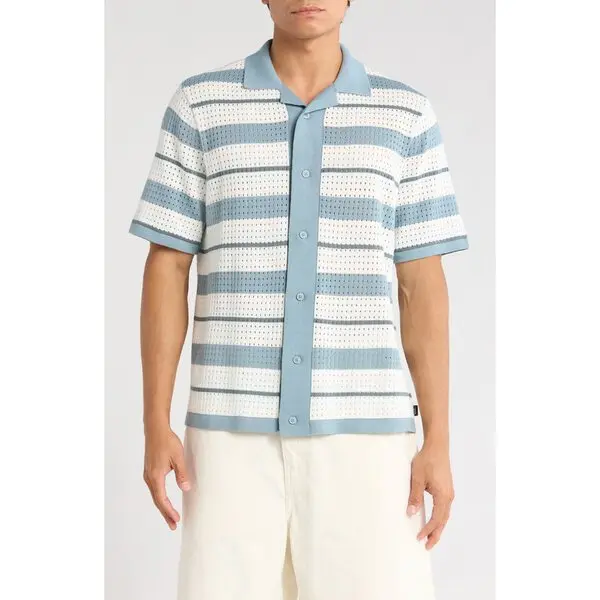 VANS Feldman Stripe Openwork Knit Cotton Camp Shirt