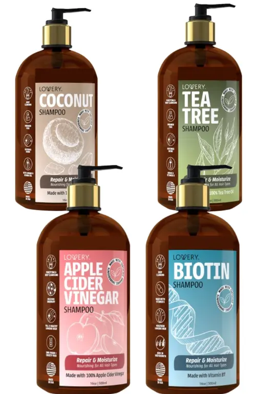 LOVERY 4-pack Shampoo Set With Tea Tree, Coconut