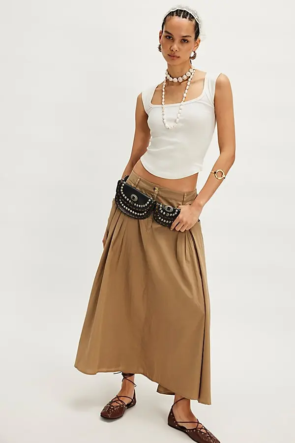 Free People All Around Midi Skirt - Olive