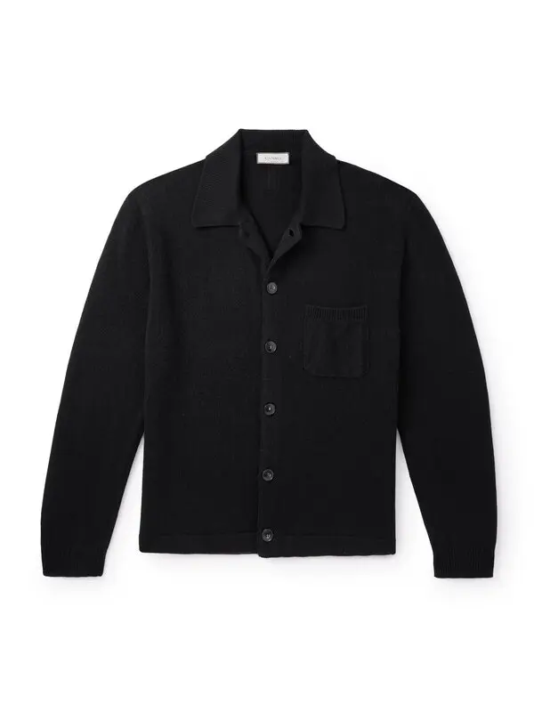 Canali Wool And Cashmere-blend Cardigan - Black